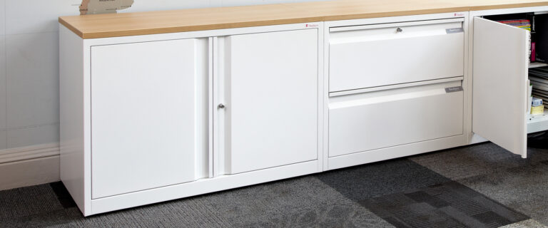 Hinged door storage cabinets - Double door office storage units : Flexiform