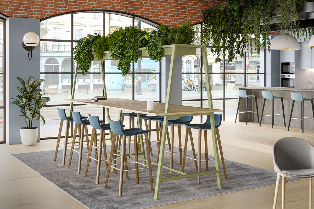 Larke Work Table with Overhead Decorative Gantry : Flexiform