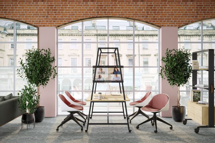 Larke Work Table with Overhead Decorative Gantry : Flexiform
