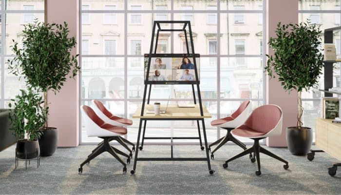 Larke Work Table with Overhead Decorative Gantry : Flexiform