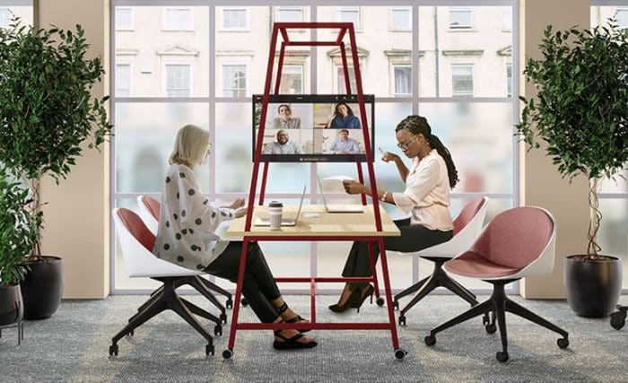 Larke Work Table with Overhead Decorative Gantry : Flexiform