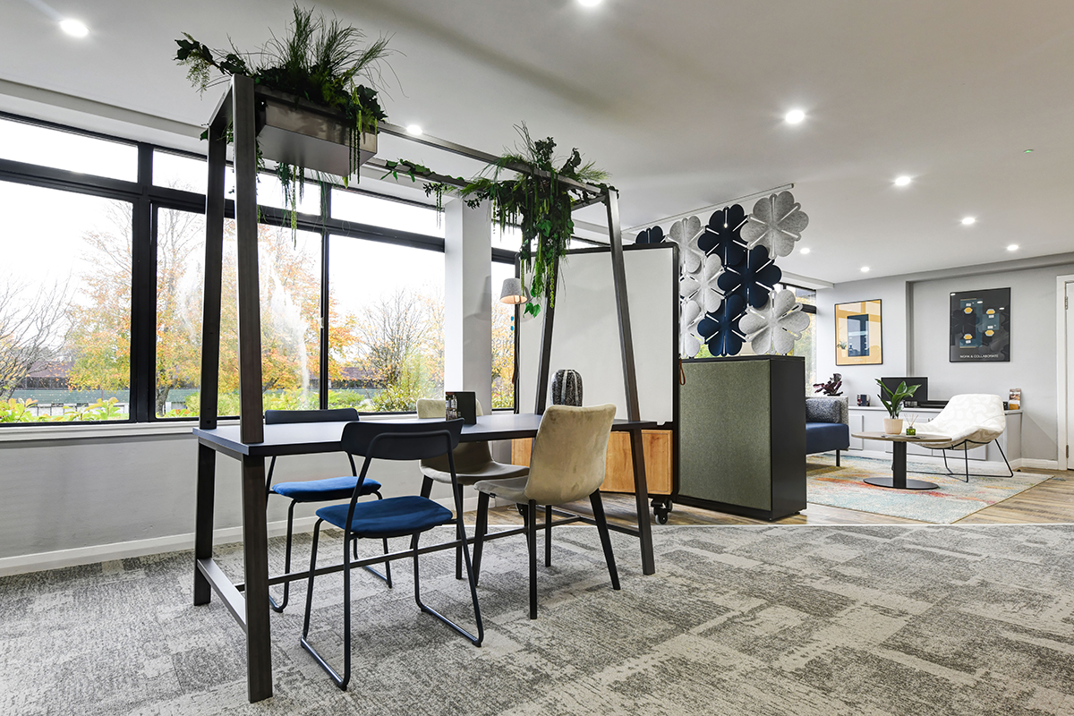 Larke Work Table with Overhead Decorative Gantry : Flexiform