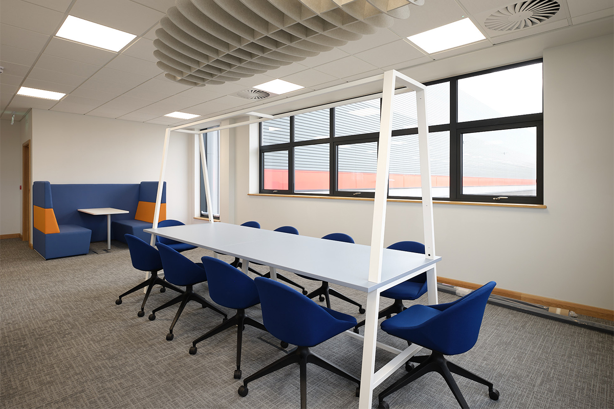 Larke Work Table with Overhead Decorative Gantry : Flexiform